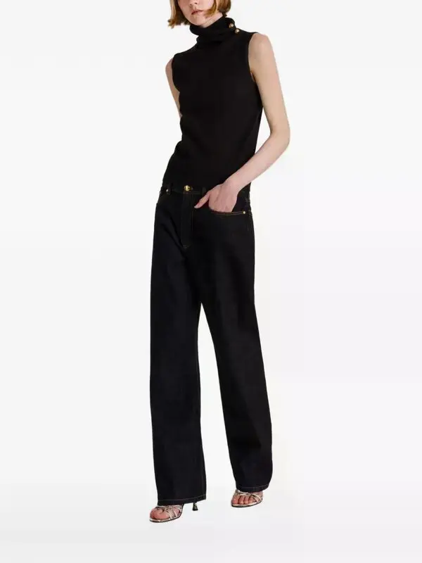 Alberta Ferretti Button-detail Turtleneck Tank Top - Blue