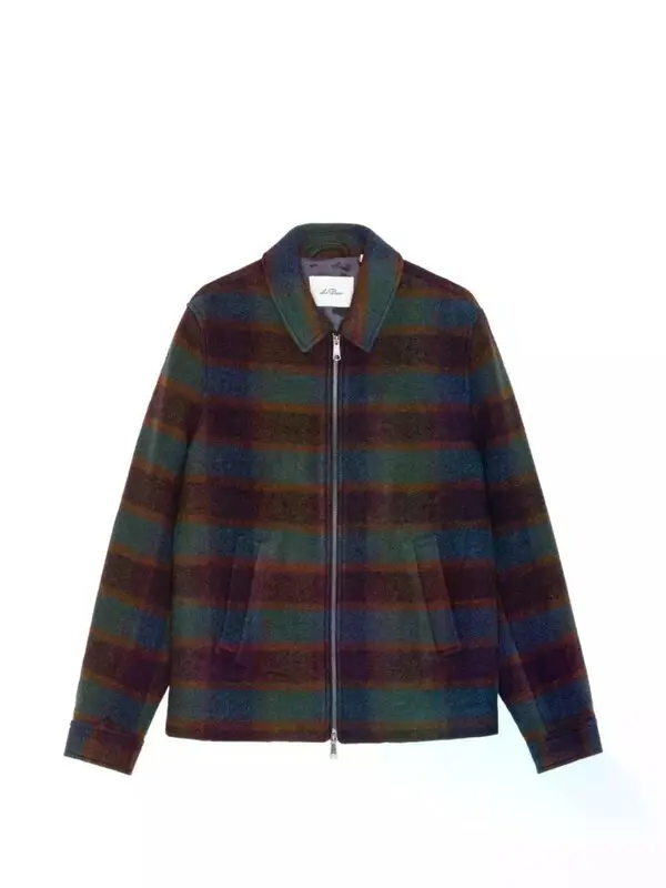 LES DEUX Checked Zip-up Jacket With Spread Collar