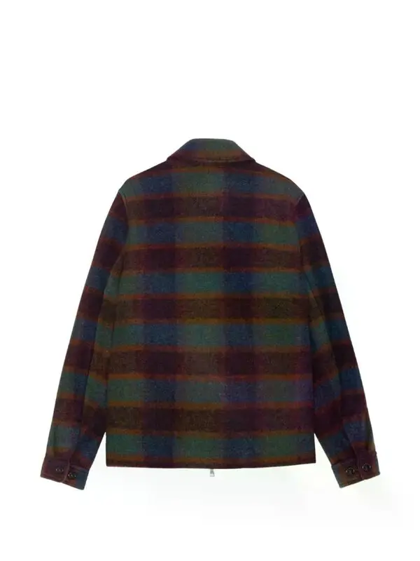 LES DEUX Checked Zip-up Jacket With Spread Collar