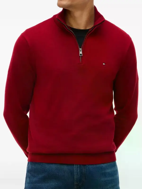 Tommy Hilfiger Quarter-zip Logo-embroidered Sweater