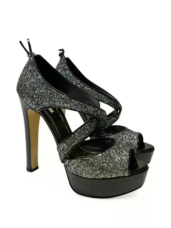 Miu Miu Glitter Platform Sandals