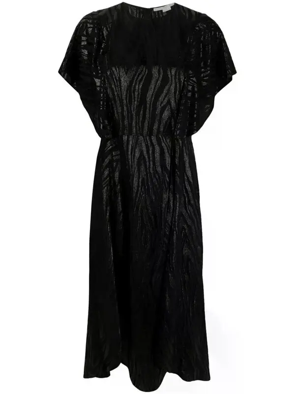Stella McCartney Woodgrain-effect Midi Dress - Black