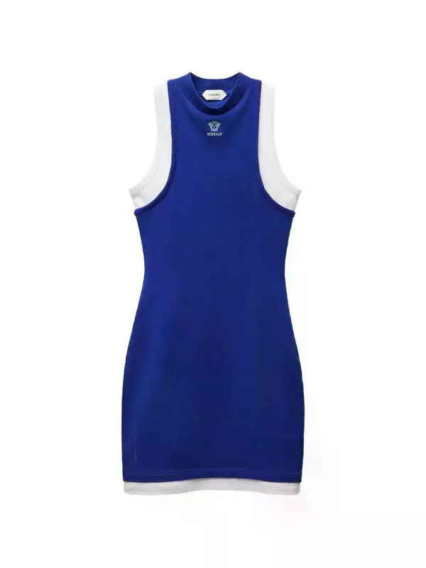 Versace Embroidered-logo Stretch Cotton-jersey Mini Dress