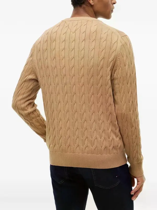 Tommy Hilfiger Cable-knit Embroidered-logo Sweater