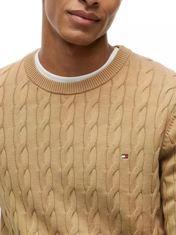 Tommy Hilfiger Cable-knit Embroidered-logo Sweater