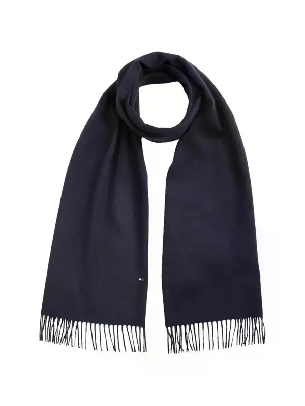 Tommy Hilfiger Fringed Logo-plaque Scarf - Blue