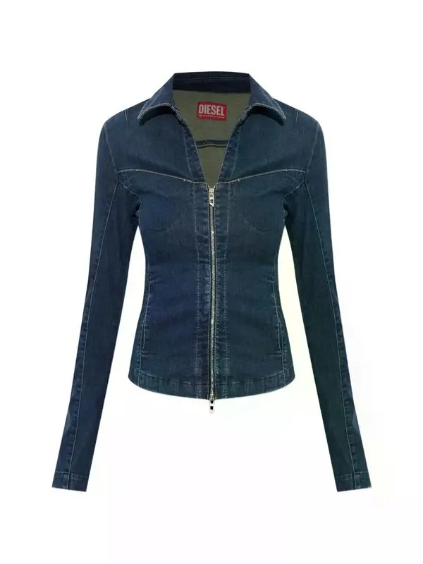 DIESEL® Full-zip Shirt In Denim - Blue