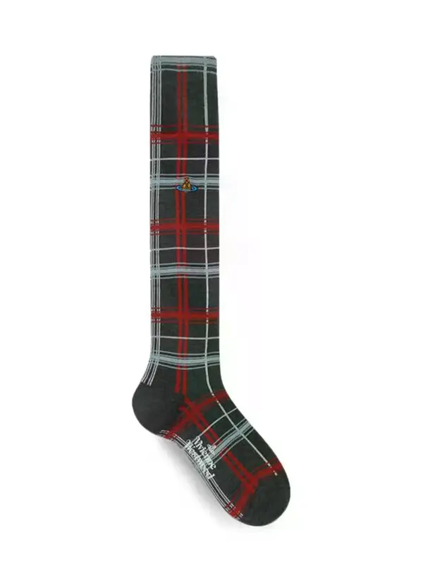 VIVIENNE WESTWOOD Multicheck High Sock - Grey