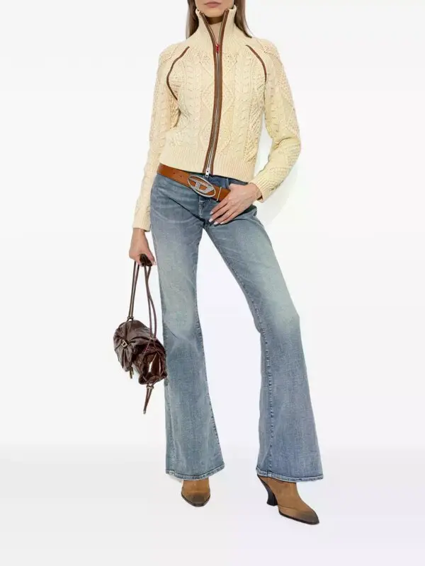 DIESEL® Cable-knit Cardigan With Contrast Bands