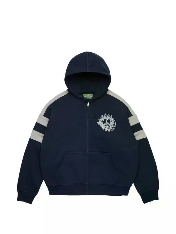 DENIM TEARS Denim U Paneled Zip-up Hoodie - Blue