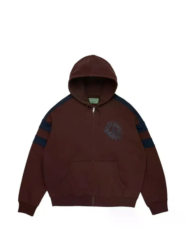 DENIM TEARS Denim U Panelled Logo-print Hoodie - Red