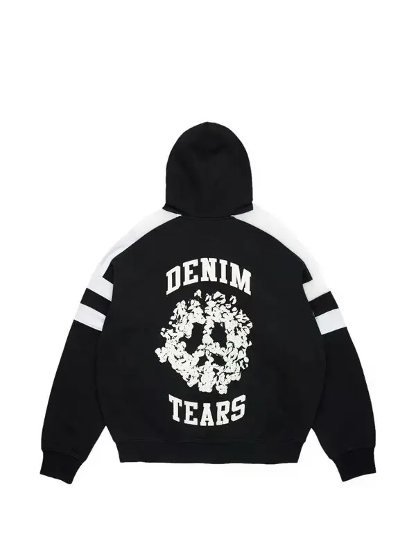 DENIM TEARS Denim U Paneled Zip-up Hoodie - Black