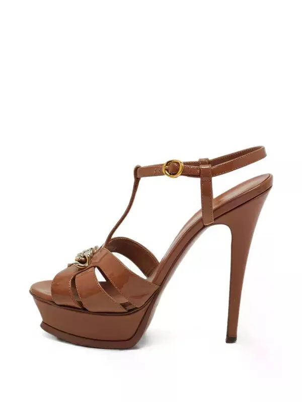 Saint Laurent Tribute Chain-link Platform Stiletto Sandals - Brown