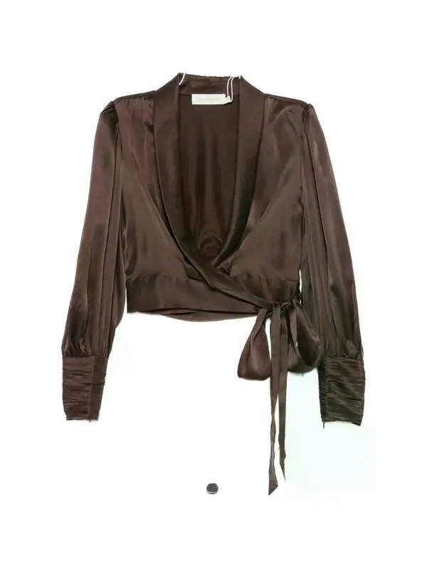 Zimmermann Wrap-style Long-sleeve Blouse - Brown