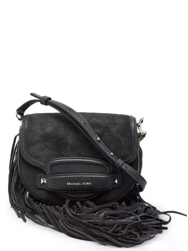 Michael Kors Leather Fringed Crossbody Bag - Black