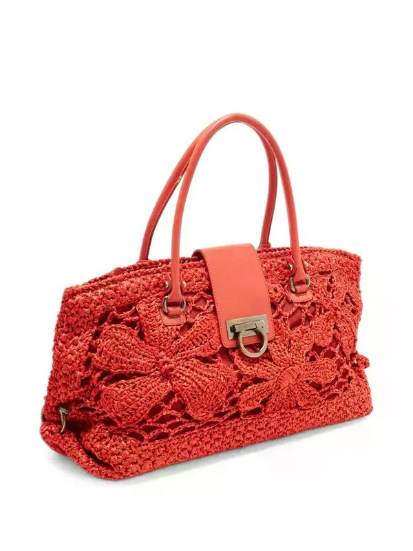 FERRAGAMO Gancini Woven Satchel Bag