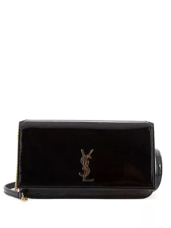Saint Laurent Classic Monogram Phone Holder Shoulder Bag Patent Crossbody Bag - Black