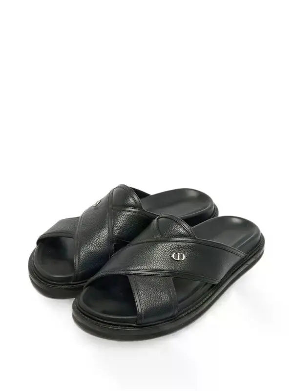 Dior Aqua Criss-cross Leather Flat Sandals