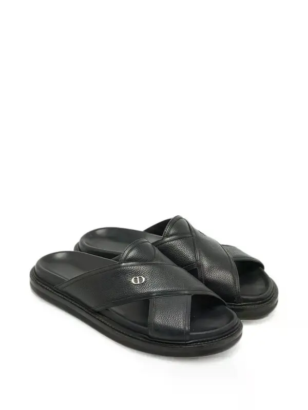 Dior Aqua Criss-cross Leather Flat Sandals