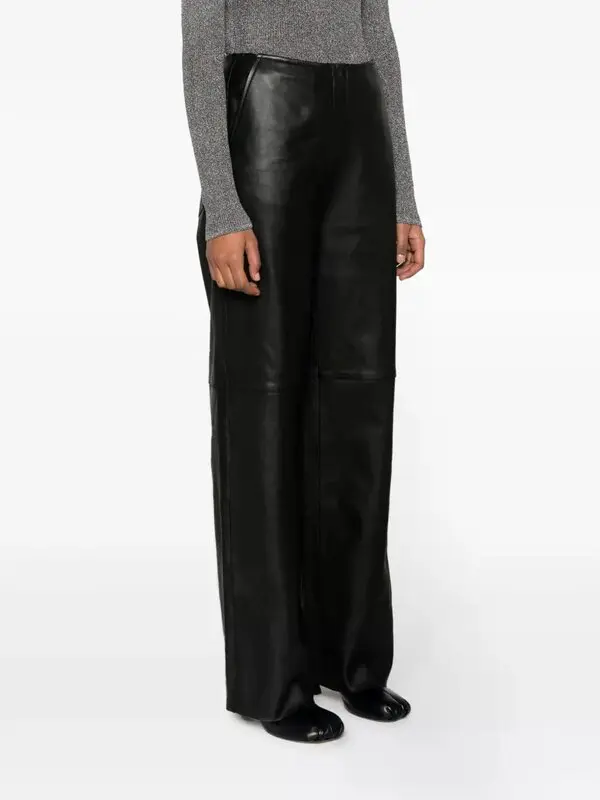 TOTEME Tirago Straight-leg Leather Trousers - Black
