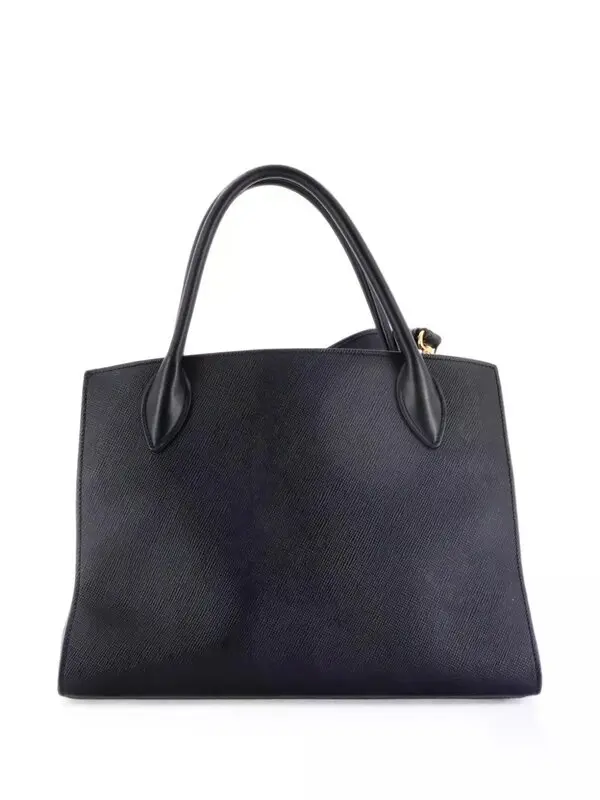 Prada Monochrome Saffiano With City Calf Medium Tote Bag