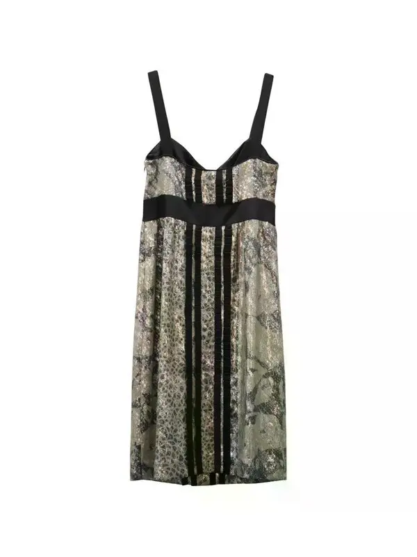 Diane Von Furstenberg Sequin Animal Print V-neck Sleeveless Midi Dress