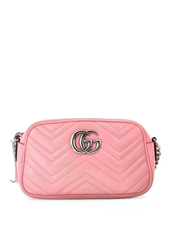 Gucci Gg Marmont Shoulder Bag Matelasse Leather Small Crossbody Bag - Pink
