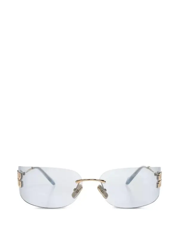Miu Miu Rimless Logo-plaque Sunglasses - Gold
