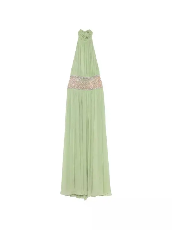 Retrofete Kreeli Crystal-embellished Halterneck Maxi Dress - Green