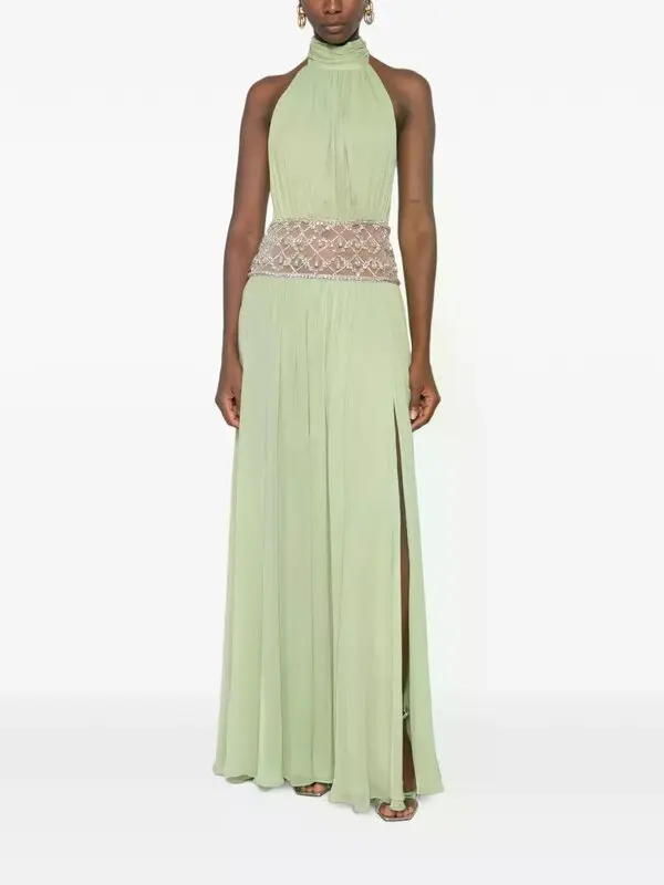 Retrofete Kreeli Crystal-embellished Halterneck Maxi Dress