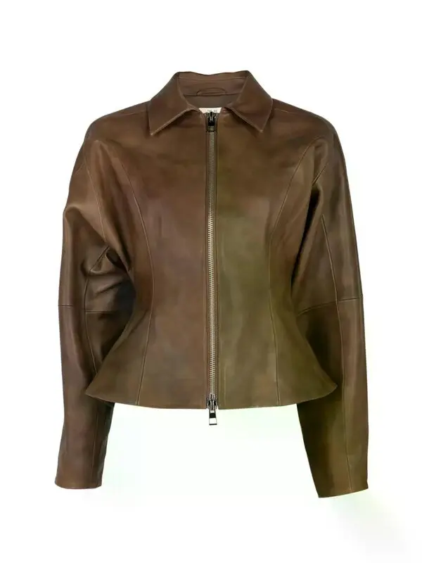 THE SEI Leather Zip-up Jacket