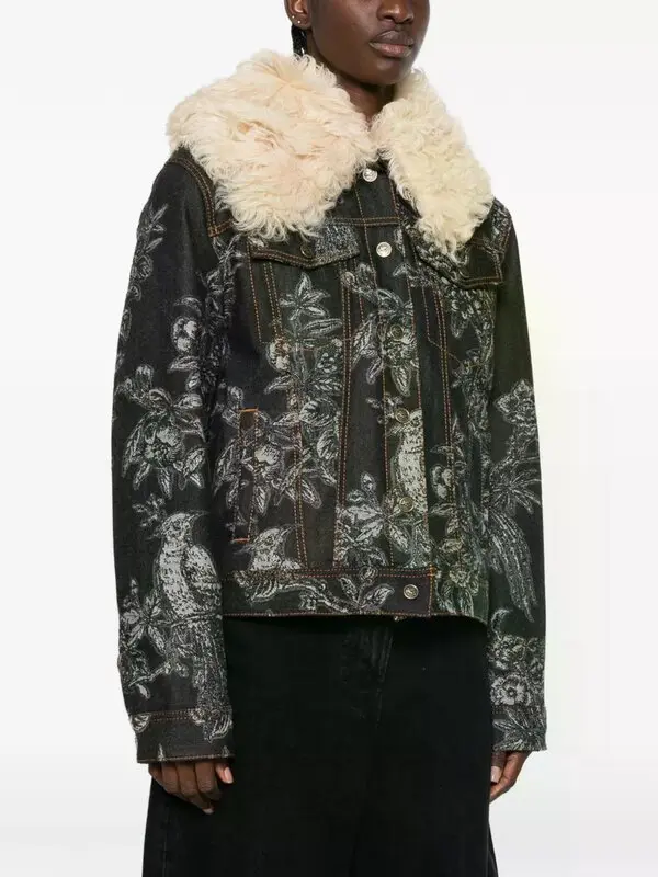Etro Floral-print Shearling-collar Jacket