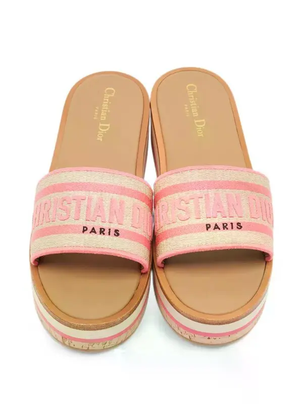 Dior Dway Logo Embroidered Wedge Sandals