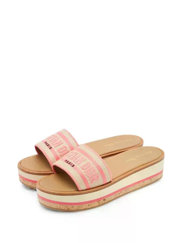 Dior Dway Logo Embroidered Wedge Sandals