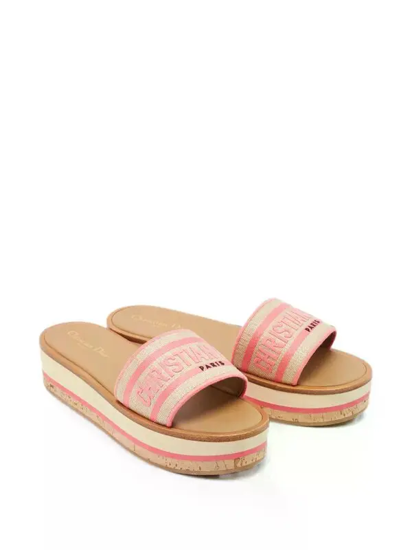 Dior Dway Logo Embroidered Wedge Sandals