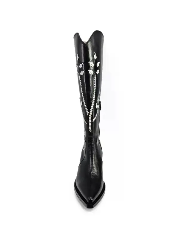 MADISON MAISON Tall Floral-embroidered Leather Boots