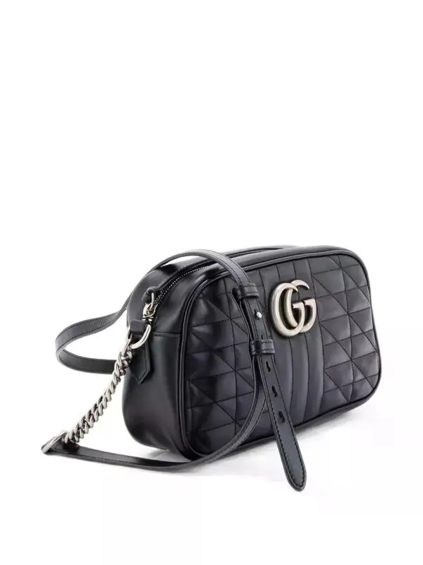 Gucci Gg Marmont Shoulder Bag Mixed Matelasse Leather Small Crossbody Bag - Black