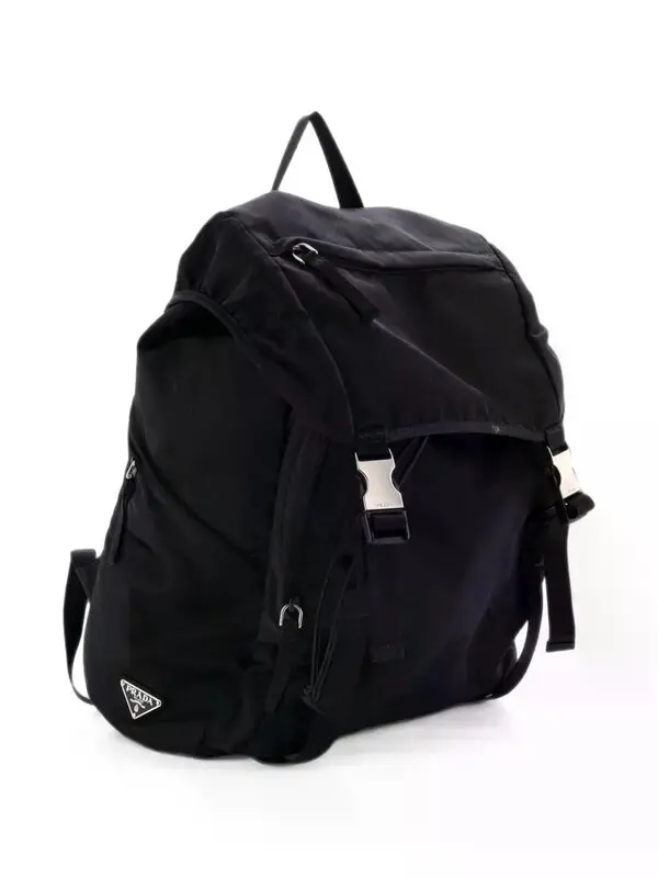 Prada Double Buckle T Tecido Medium Backpack