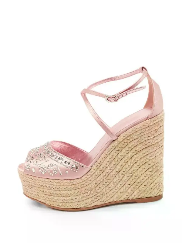 LE SILLA Crystal-embellished Espadrille Wedges
