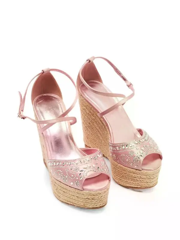 LE SILLA Crystal-embellished Espadrille Wedges