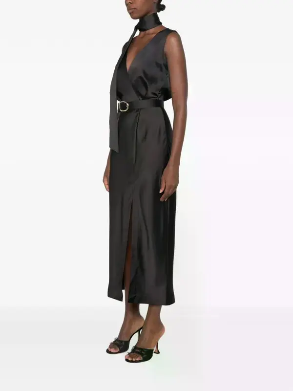 Imperial Belted Wrap-style Dress