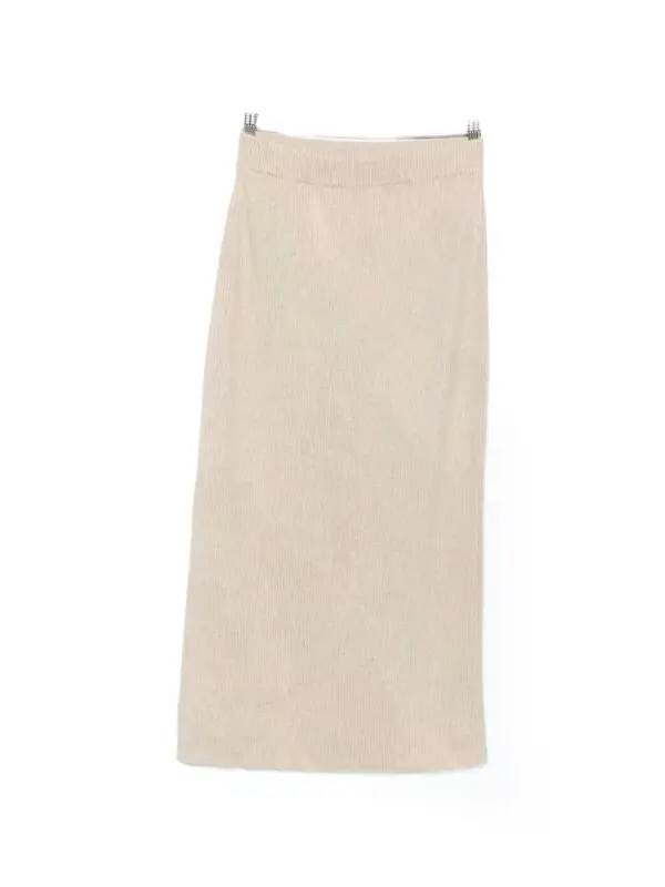 Eric Bompard Ribbed-knit Side-slit Midi Skirt