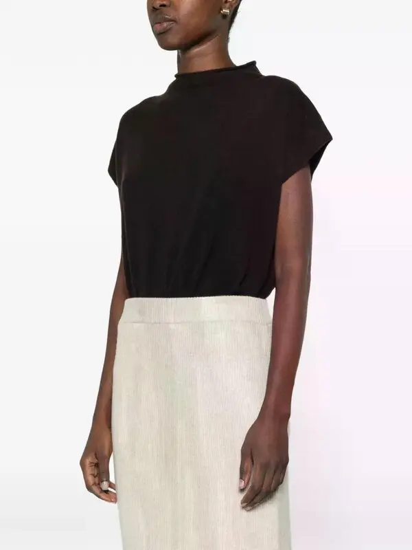 Eric Bompard Ribbed-knit Side-slit Midi Skirt