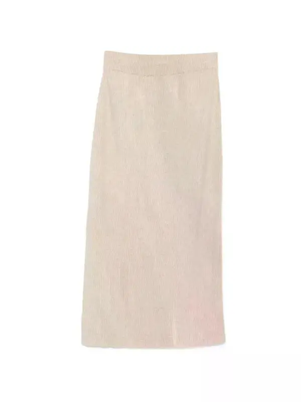 Eric Bompard Ribbed-knit Side-slit Midi Skirt