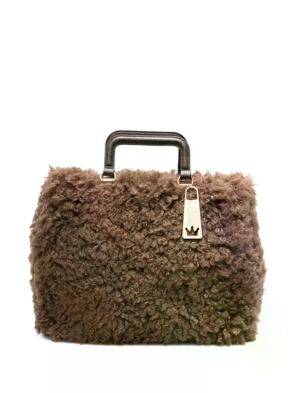 LA MILANESA Amal Faux-shearling Clutch Bag