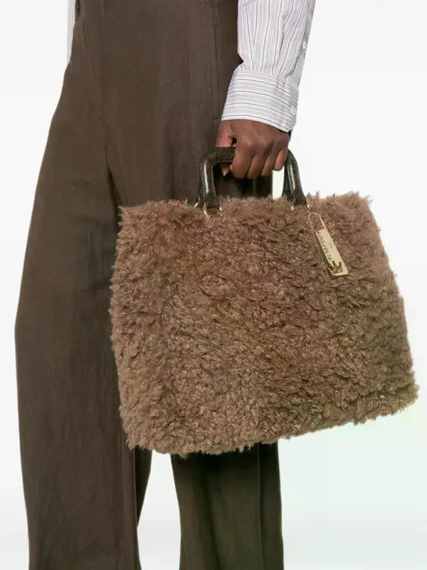LA MILANESA Amal Faux-shearling Clutch Bag