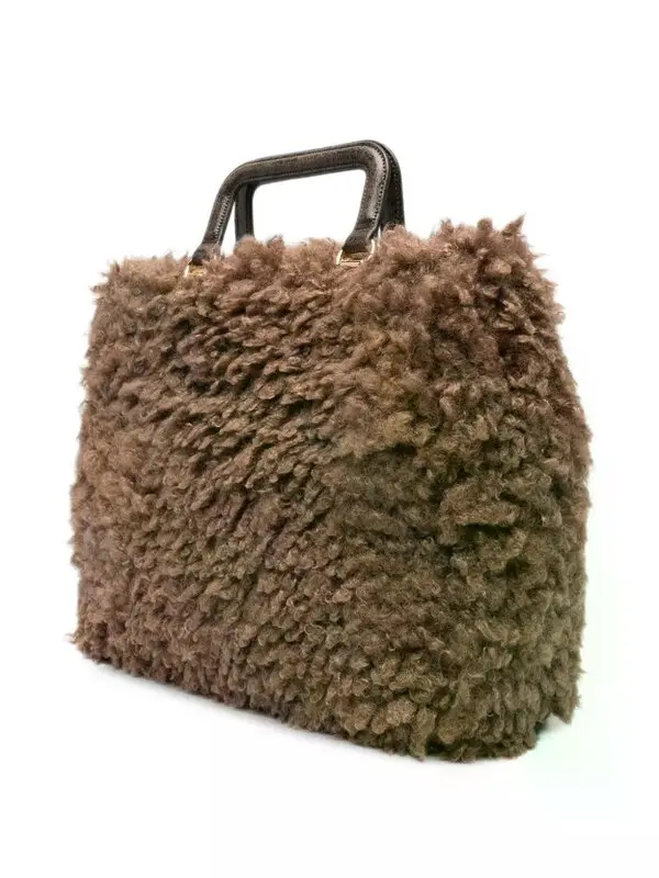 LA MILANESA Amal Faux-shearling Clutch Bag