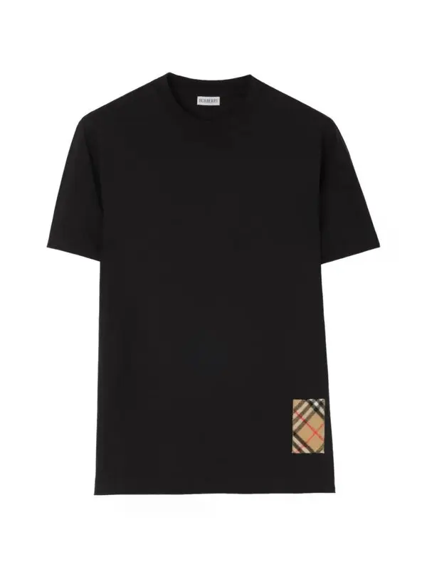 Burberry Check Cashmere-patch Cotton T-shirt - Black