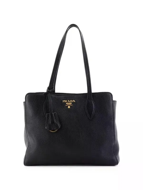 Prada Open Shopping Vitello Phenix Medium Tote Bag