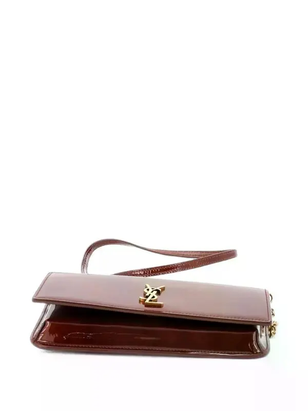 Saint Laurent Classic Monogram Phone Holder Shoulder Bag Patent Crossbody Bag - Brown